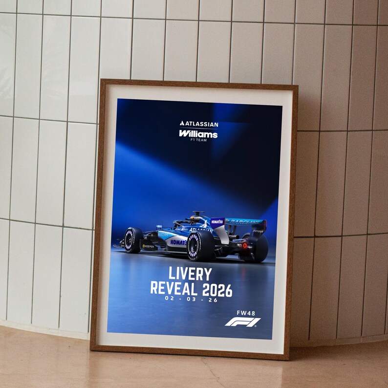 Williams Atlassian FW48 2026 F1 Car, New Livery Reveal Wall Art ...