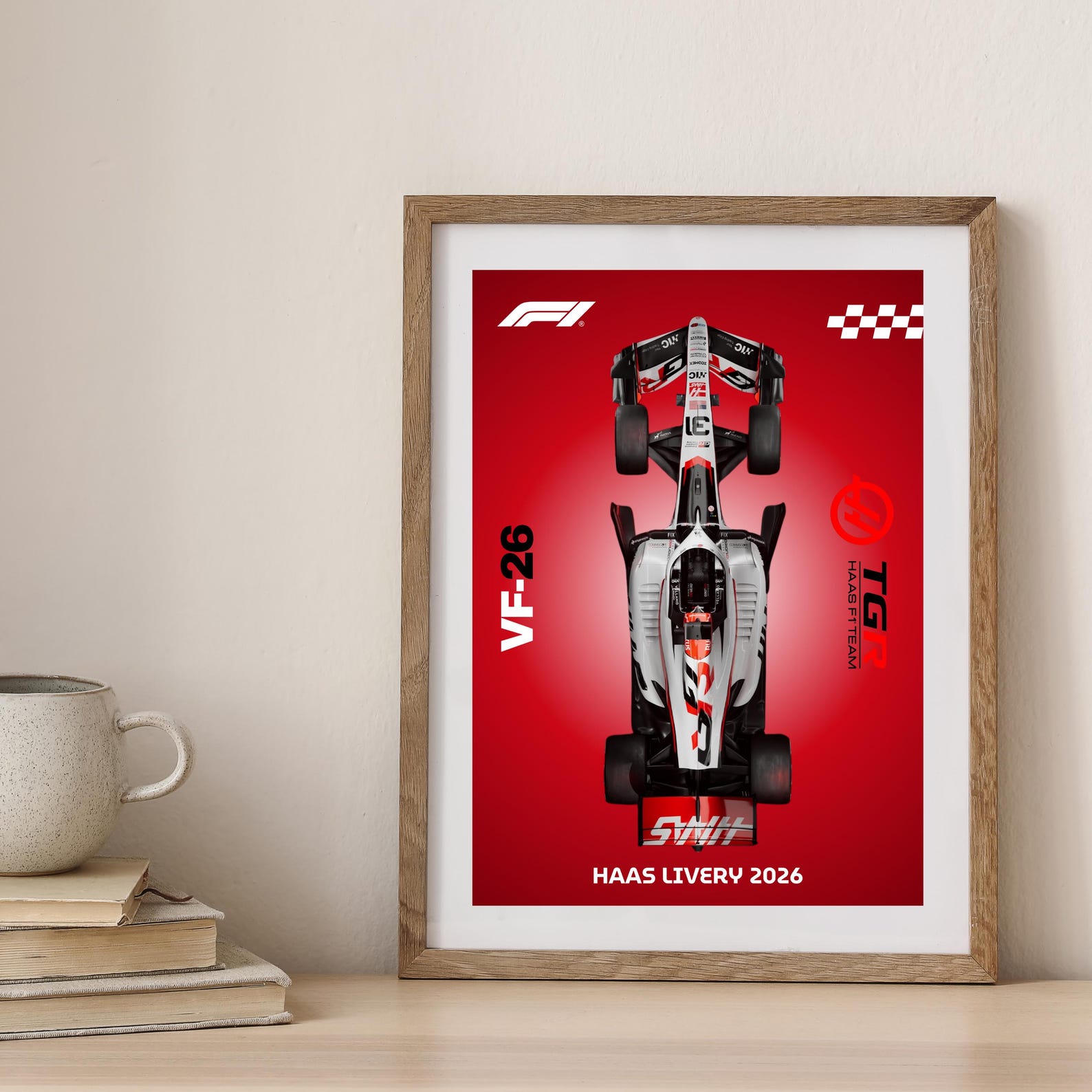 Haas VF-26 2026 Livery Poster, Formula 1 Racing Car Wall Art (digital ...