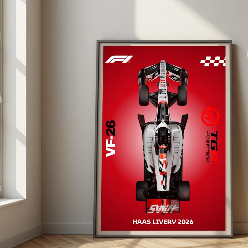 Haas VF-26 2026 Livery Poster, Formula 1 Racing Car Wall Art (digital ...