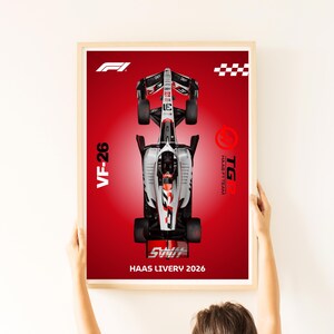 Haas VF-26 2026 Livery Poster, Formula 1 Racing Car Wall Art (digital ...