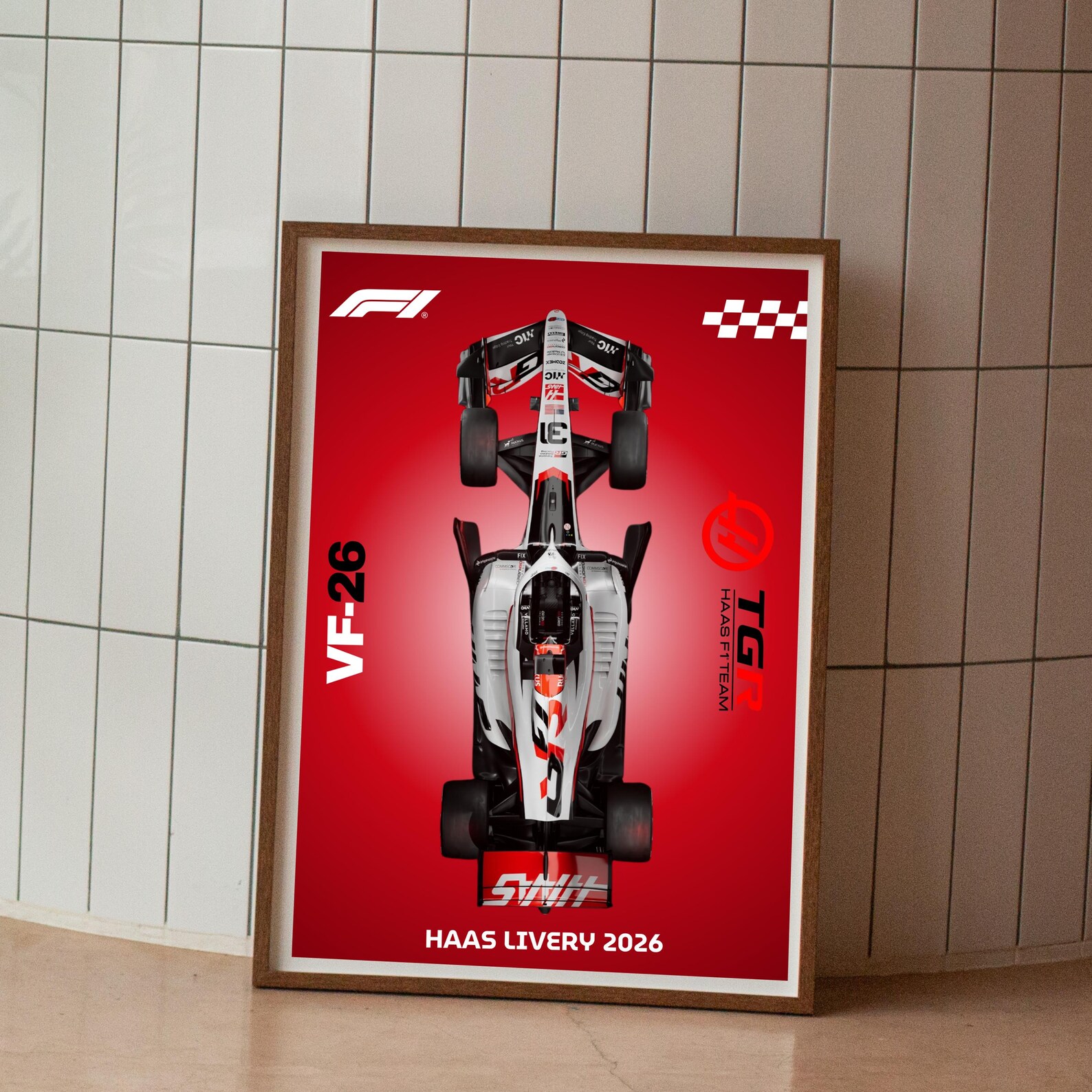Haas VF-26 2026 Livery Poster, Formula 1 Racing Car Wall Art (digital ...