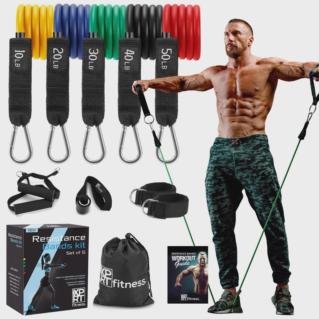 Track Tailored Fitness 11-piece Resistance Bands Set 150LB - Ultimate ...