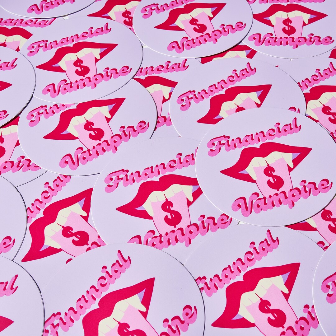 Financial Vampire Sticker, Lips, Money, Funny Mental Health Sticker ...