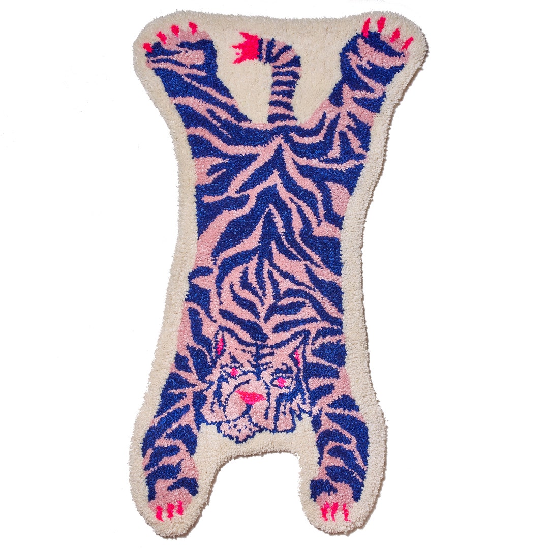 Tufted Blue and Pink Tiger Rug Wall Hanging Wall Art - Etsy