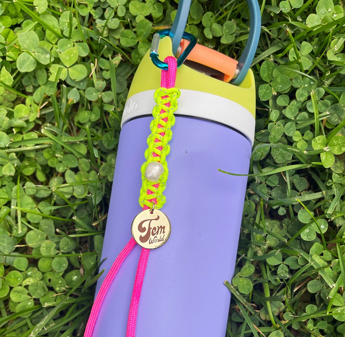 Carabiner Paracord Keychain Bag Charm, Neon, Colorful, Pink, Pearl ...