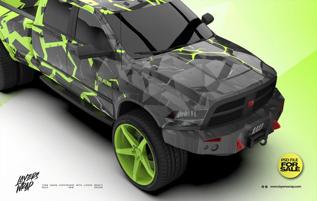 RAM Pickup – Neon Circuit Camo Wrap Design (PSD FILE) - Etsy