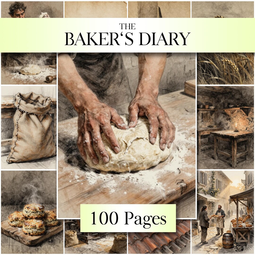 The Baker's Diary - Junk Journal Pages, Vintage Bakery, Scrapbook ...