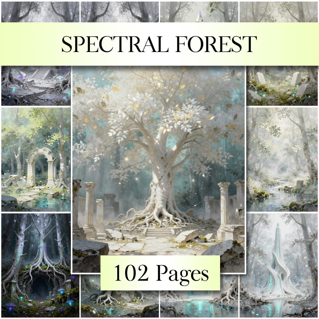 Spectral Forest - Junk Journal Pages, Fantasy Forest, Scrapbook ...