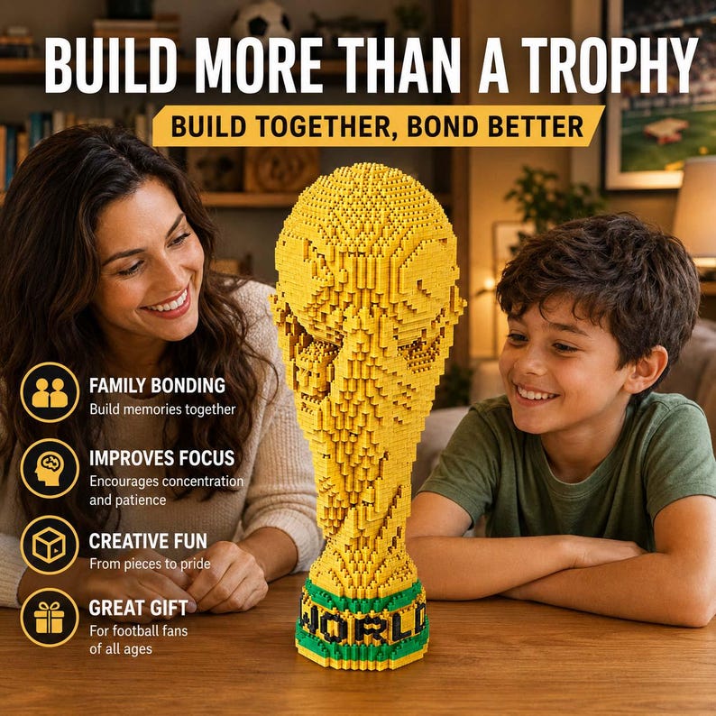 Soccer Building Block Set, Football Trophy Brick Model, Mini Sports ...