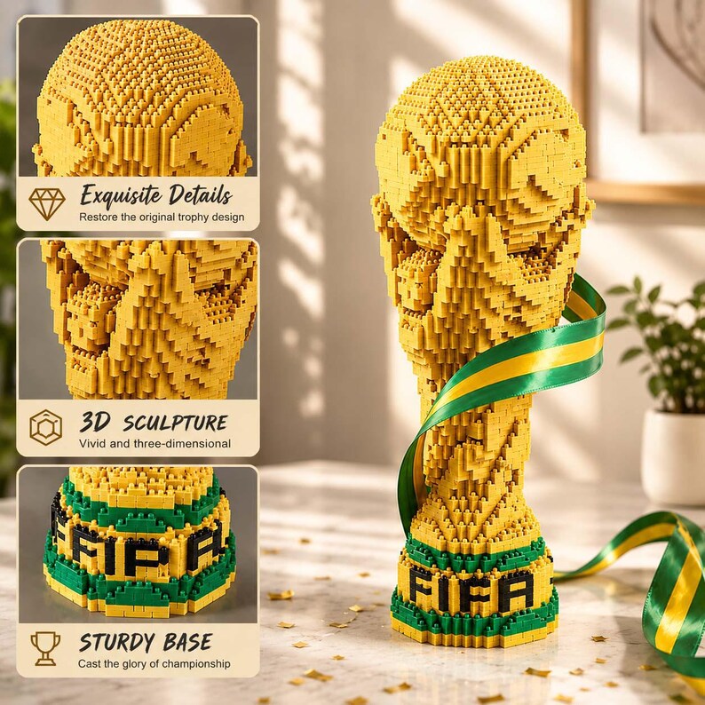 Soccer Building Block Set, Football Trophy Brick Model, Mini Sports ...
