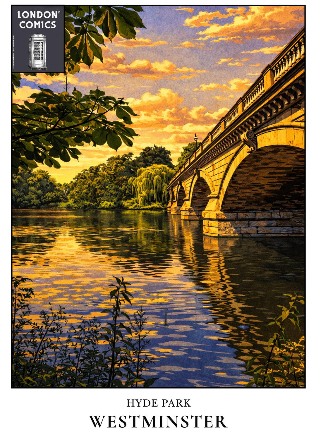 Hyde Park, Westminster - Illustrated London Print - Comic-style Wall ...