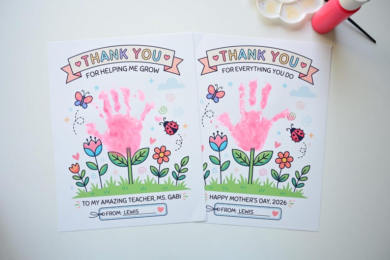 Mothers Day Handprint Art, Editable Teacher Appreciation Craft, Toddler ...