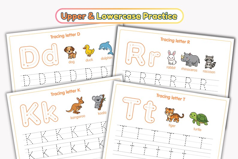 Animal Alphabet Number Tracing Worksheet, Handwriting Practice (PDF ...