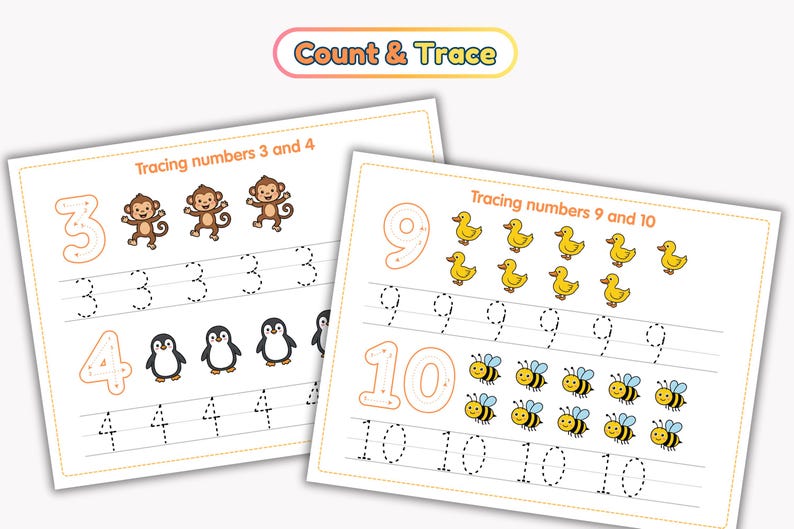 Animal Alphabet Number Tracing Worksheet, Handwriting Practice (PDF ...