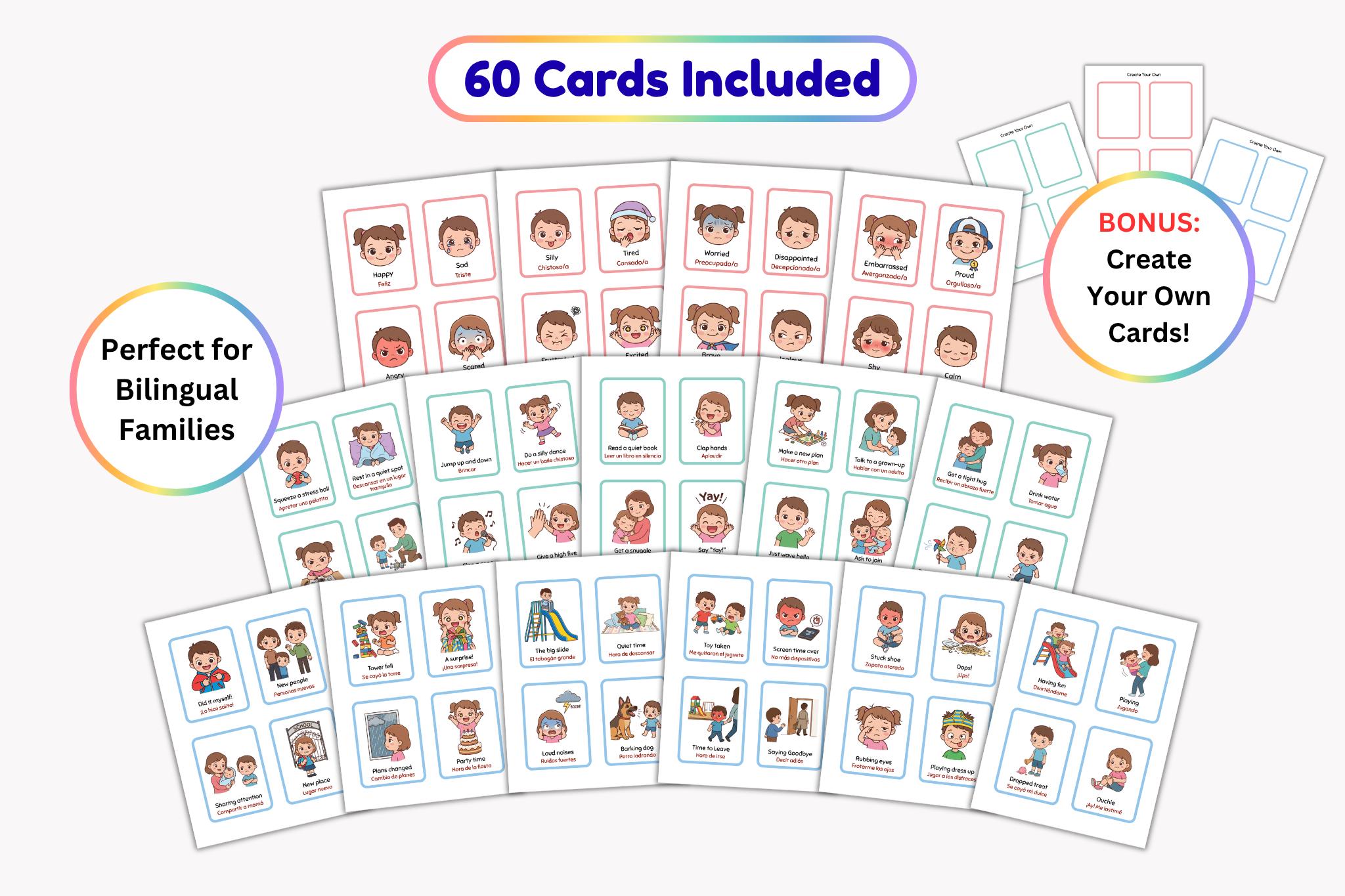 Bilingual Toddler Feelings Board, Kids Emotion Regulation Chart, Calm ...