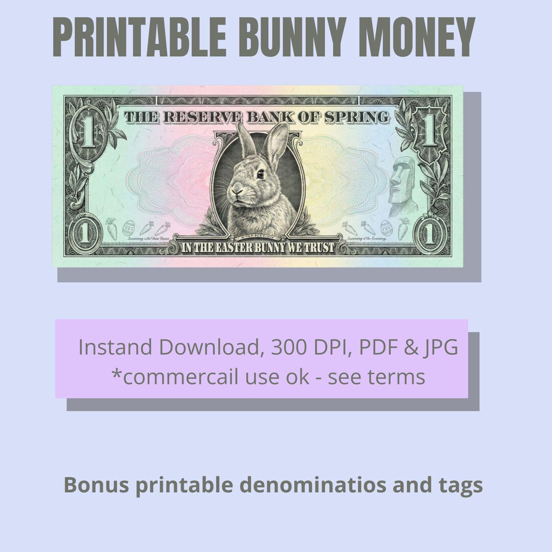 Printable Bunny Bucks Easter Money Kids Rewards Non-candy Egg Fillers ...