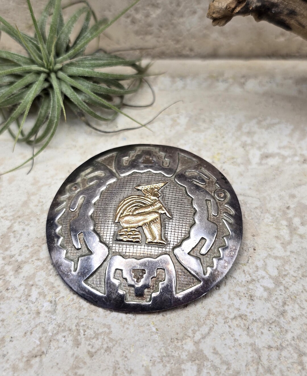 1.75" Viracocha Sun God 18k Gold 925 Silver Peruvian Brooch - Etsy
