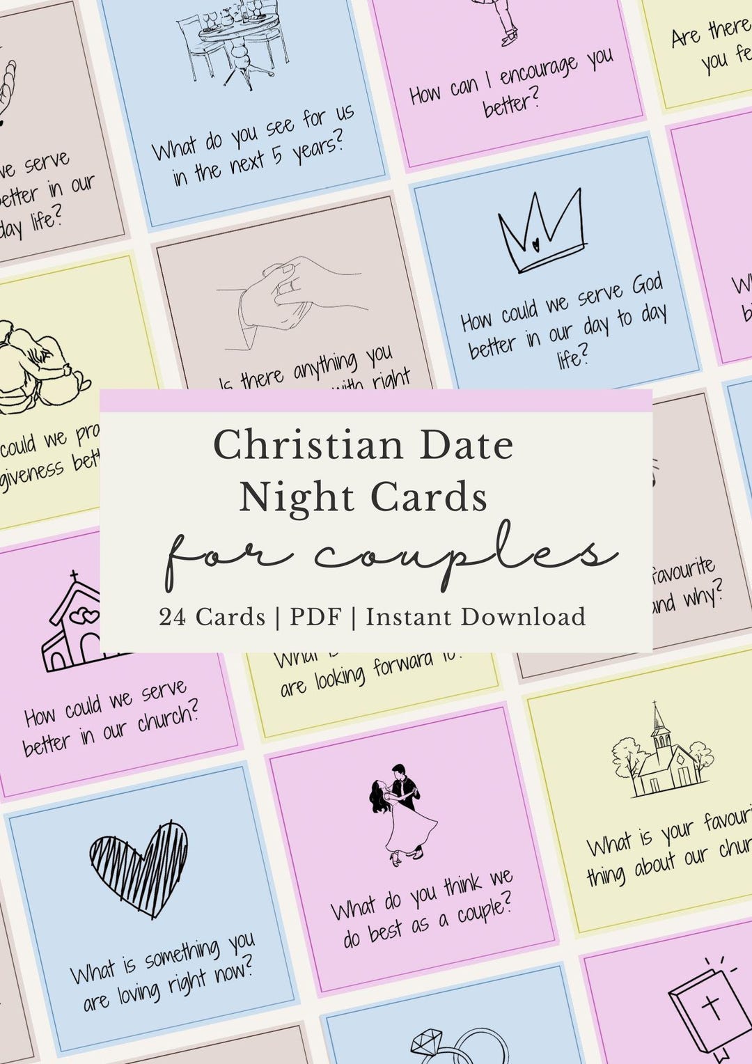 Christian Date Night Cards | Downloadable Cards | Set of 24 - Etsy