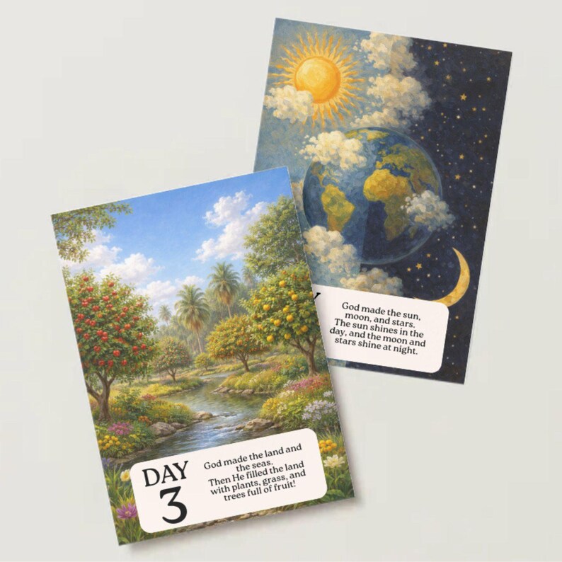 The Seven Days of Creation for Kids | Downloadable Cards | Set of 7 ...