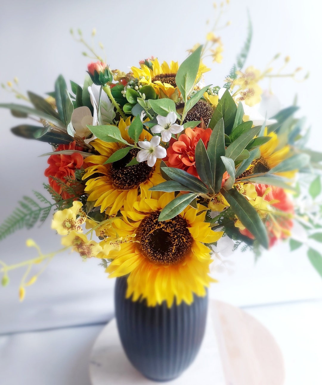 Rustic Sunflower Bouquet. Bride, Bridesmaid Posy Artificial Flowers ...