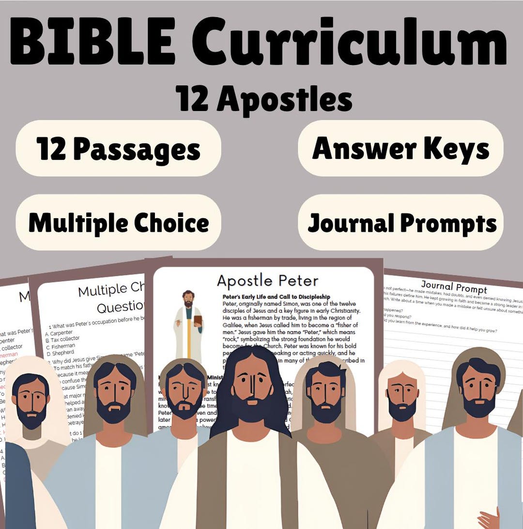 Bible Curriculum: the 12 Apostles Reading, Multiple Choice, and Journal ...