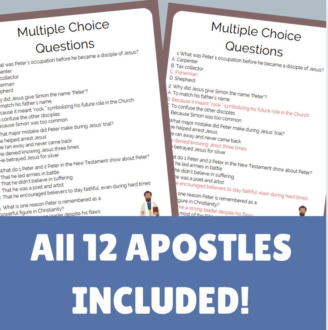 Bible Curriculum: the 12 Apostles Reading, Multiple Choice, and Journal ...