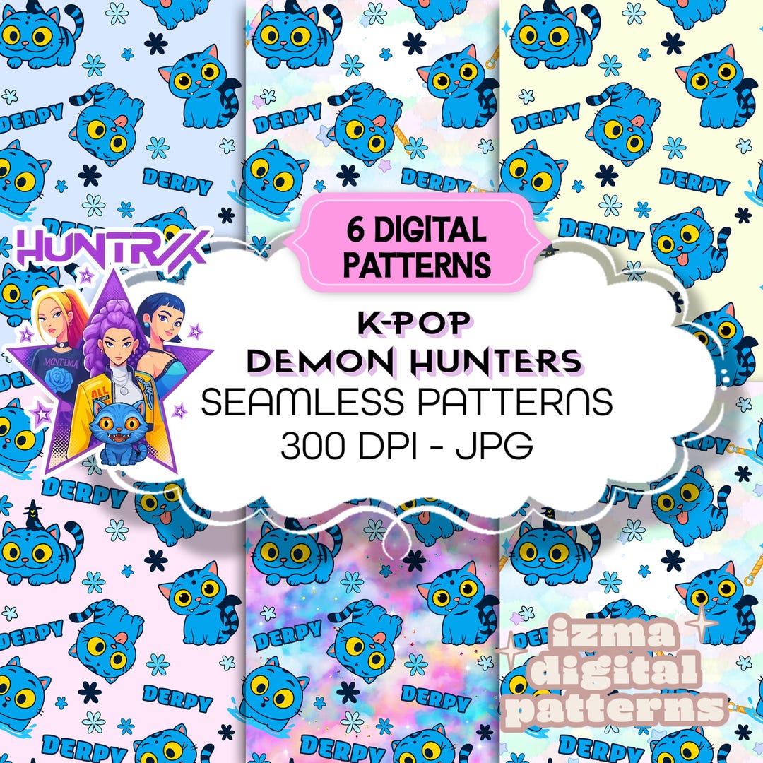 Demon Hunters | Derpy Huntrix Kpop | Digital Download | 6 Seamless ...