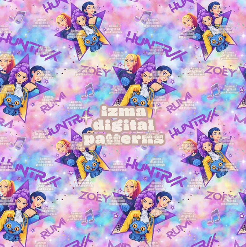 Huntrix Demon Hunter Kpop Girls | Digital Download | 6 Seamless Pattern ...