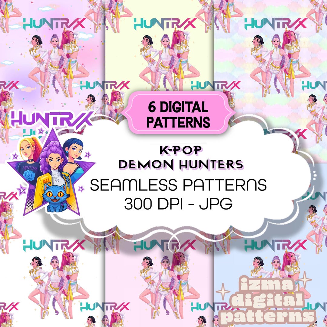 K Pop Girls Hunterix | Digital Download | 6 Seamless Pattern - Etsy