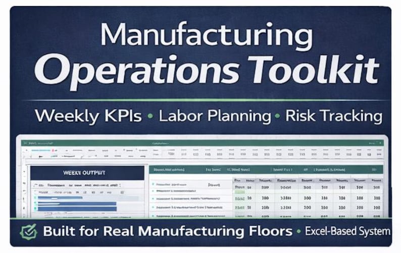 Manufacturing Operations Manager Toolkit | Weekly KPI Dashboard, Labor ...