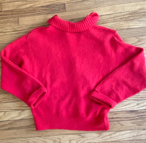 1950s Fire Engine Red Knit Sweater Label: Lofties de… - Gem