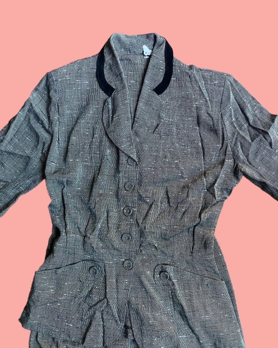 1950’s 50s Secretary Vintage Grey Flecked velvet two-… - Gem