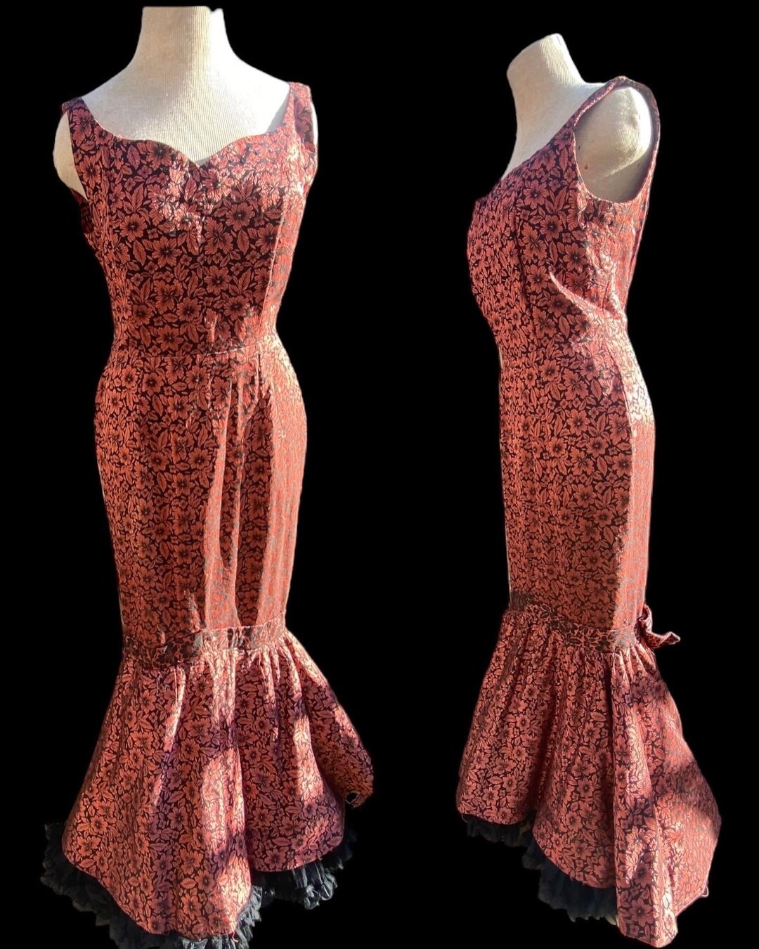 50s Brocade Bronze Bombshell Mermaid Dress VLV - Etsy