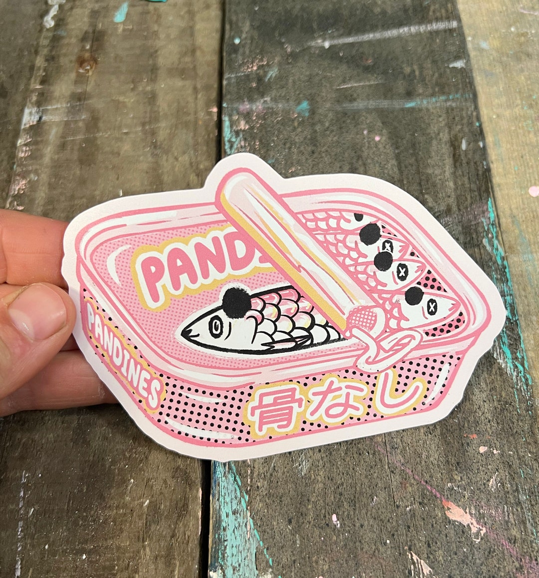 Sardines Food Packaging Vinyl Sticker Kawaii Cute Panda Sticker ...