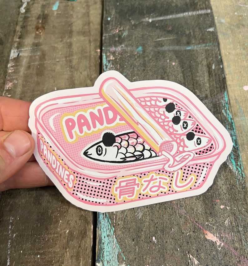 Sardines Food Packaging Vinyl Sticker Kawaii Cute Panda Sticker ...