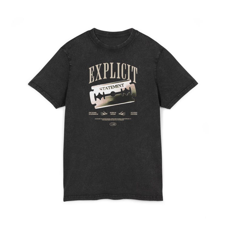 Explicit Razor Blade Graphic Acid Washed Round Neck Tee | Vintage Punk ...
