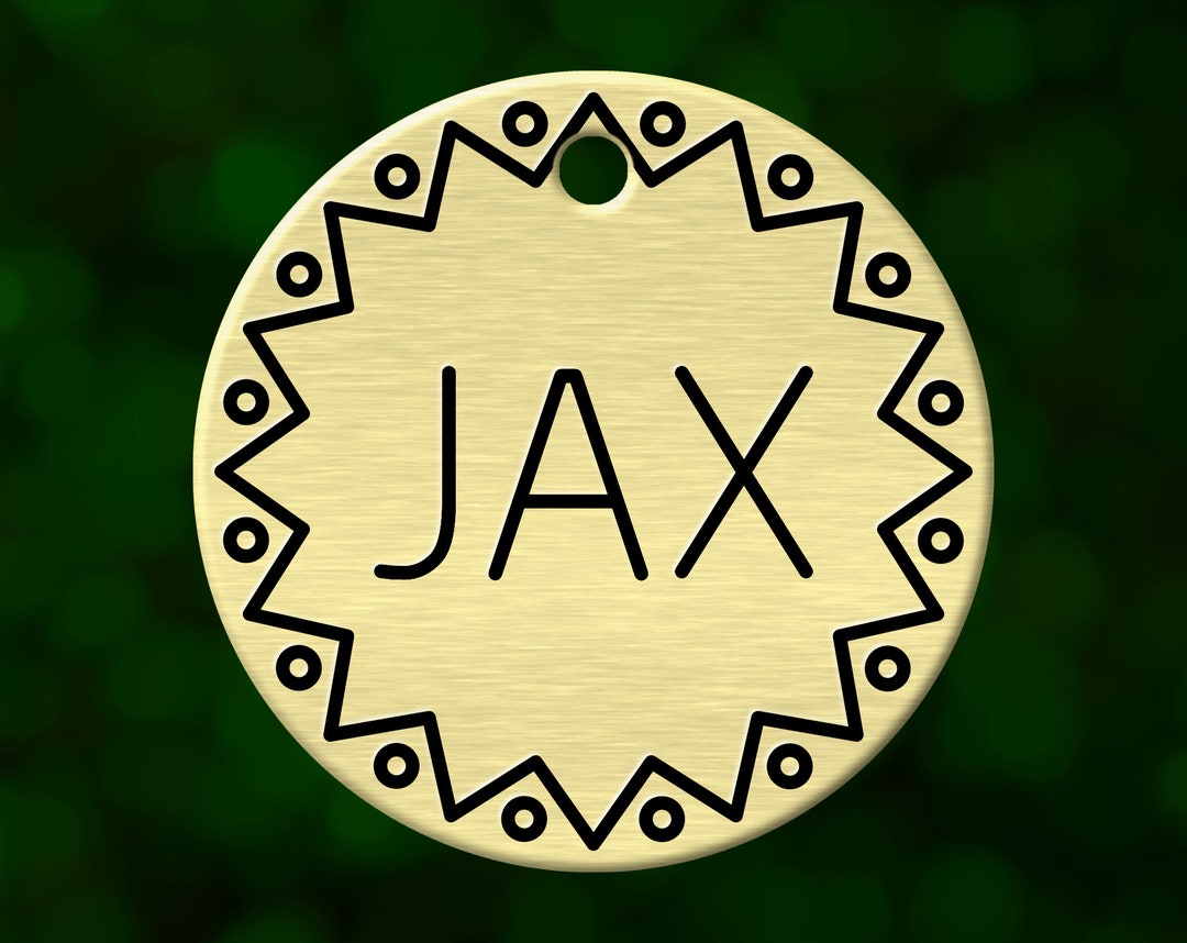 Custom Sun Dog Tag. Round Pet ID Name Tag Personalized With Deep ...