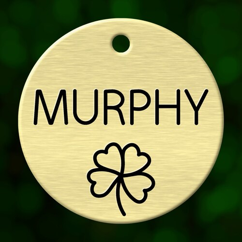 Custom Dog Id Tag Brass Four Leaf Clover - Etsy