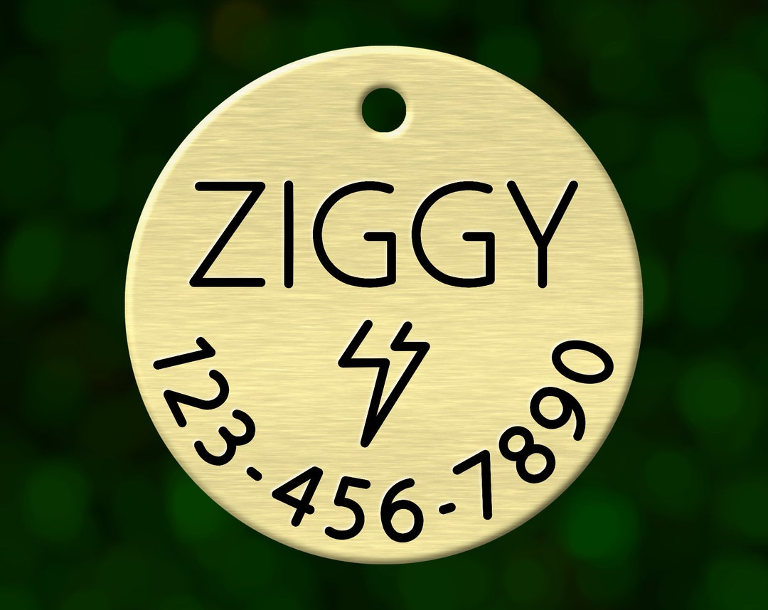 Lightning Bolt Dog Tag. Personalized Pet Name Tag ID for Collar. Double ...