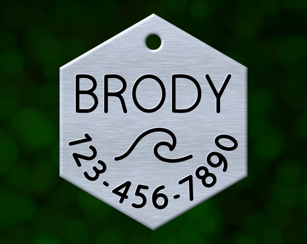 Custom Ocean Wave Dog Tag for Pet Collar. Personalized With - Etsy