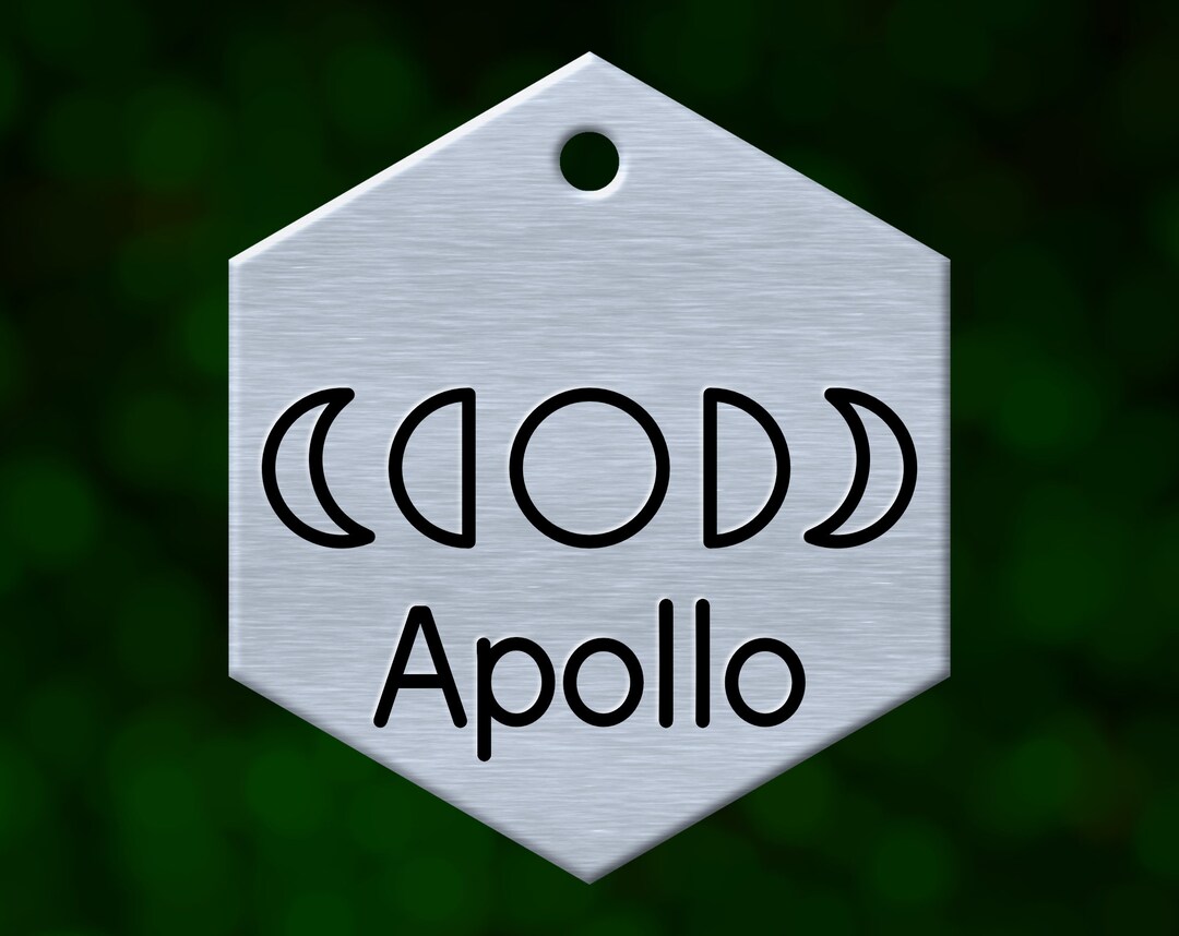 Custom Moon Phases Dog Tag. Hexagon Pet ID Name Tag Personalized With ...