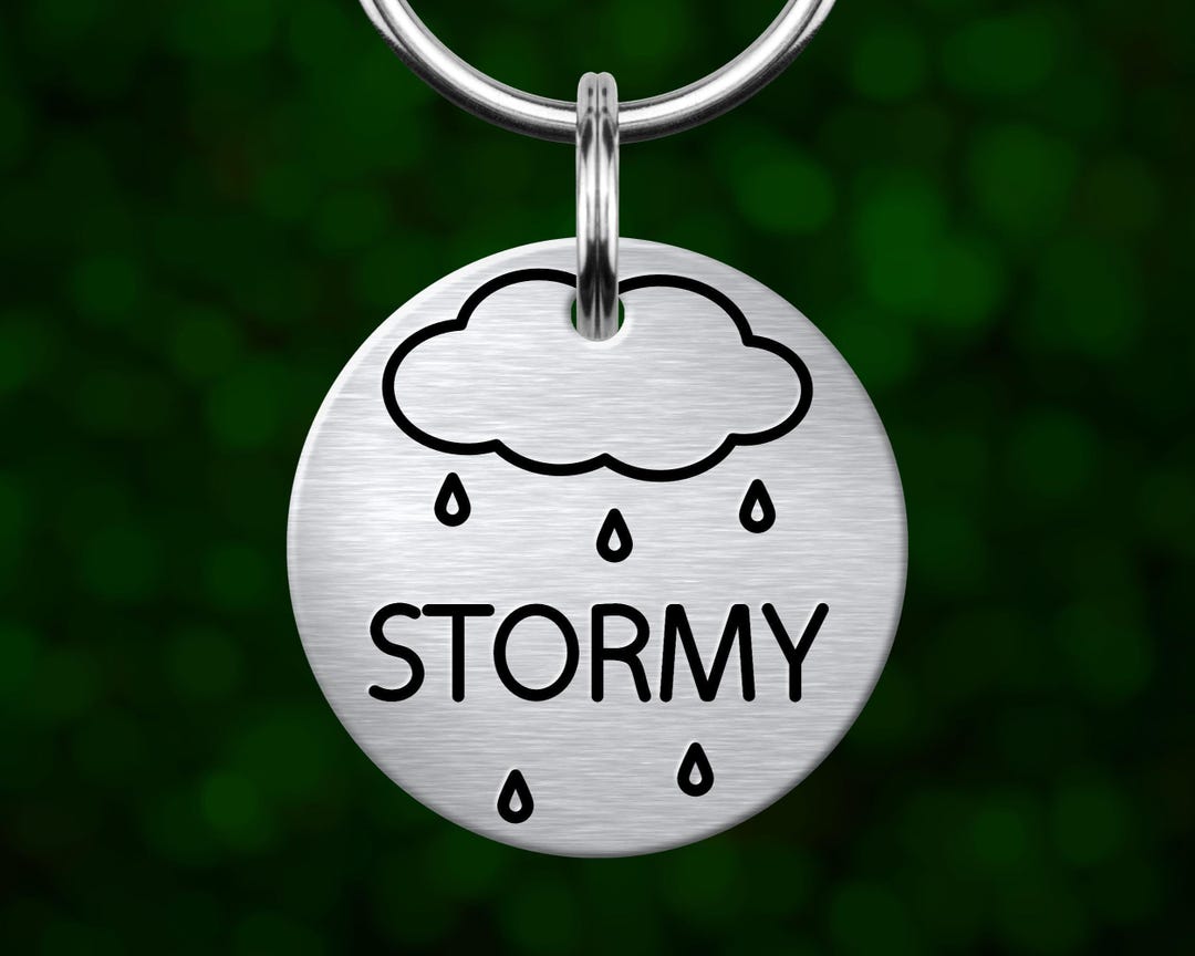 Custom Rain Cloud Dog Tag. Personalized Pet ID With Deep Engraving ...