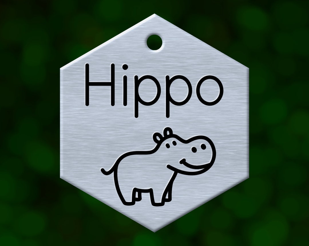 Custom Hippo Dog Tag. Hexagon Pet ID Name Tag Personalized With Deep ...