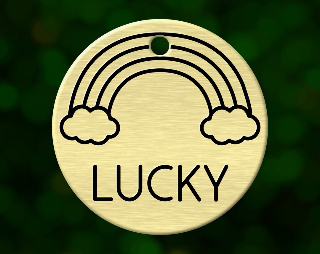 Rainbow Dog Tag. Personalized Pet Name Tag ID for Collar. Double Sided ...