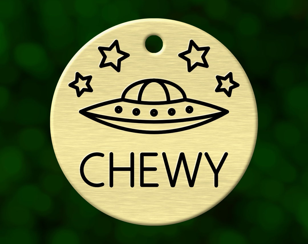 Custom Alien UFO Dog Tag. Round Pet ID Name Tag Personalized With Deep ...