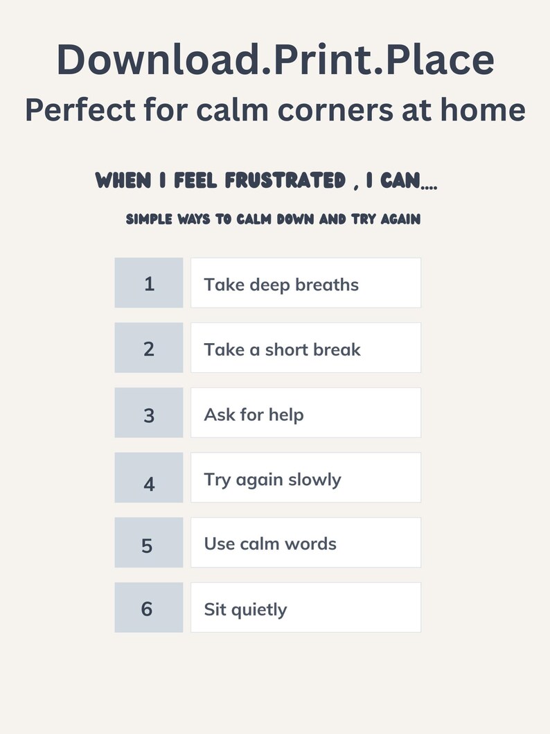 When I Feel Frustrated Printable for Kids ,calm Down Coping Chart ...