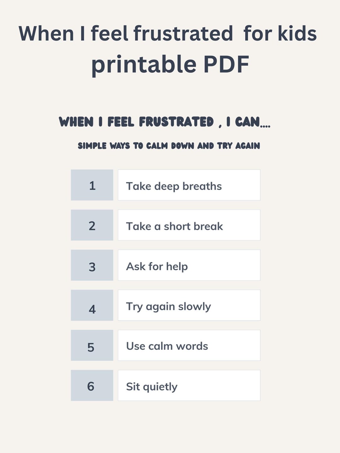 When I Feel Frustrated Printable for Kids ,calm Down Coping Chart ...