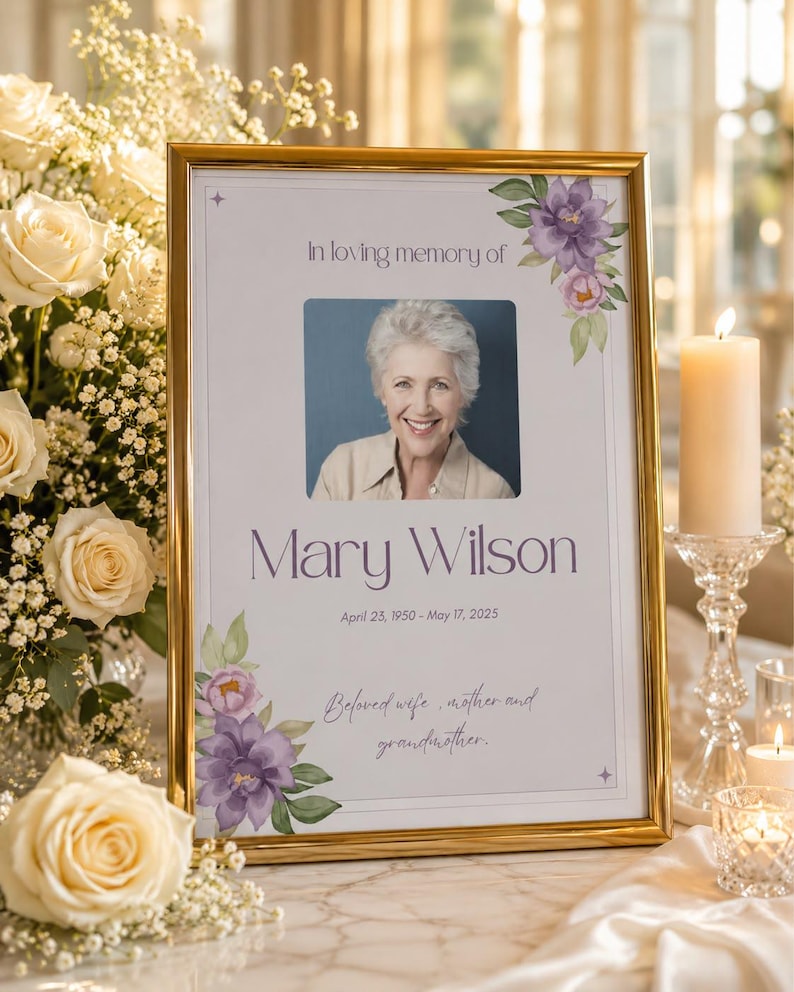 Editable Funeral Program Template, Watercolor Floral Memorial Service ...