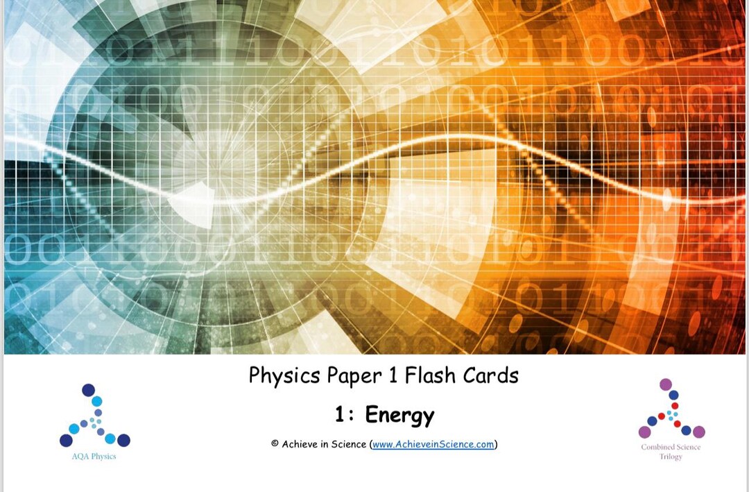 GCSE Revision Flash Cards - AQA Physics P1.1 Energy - Etsy