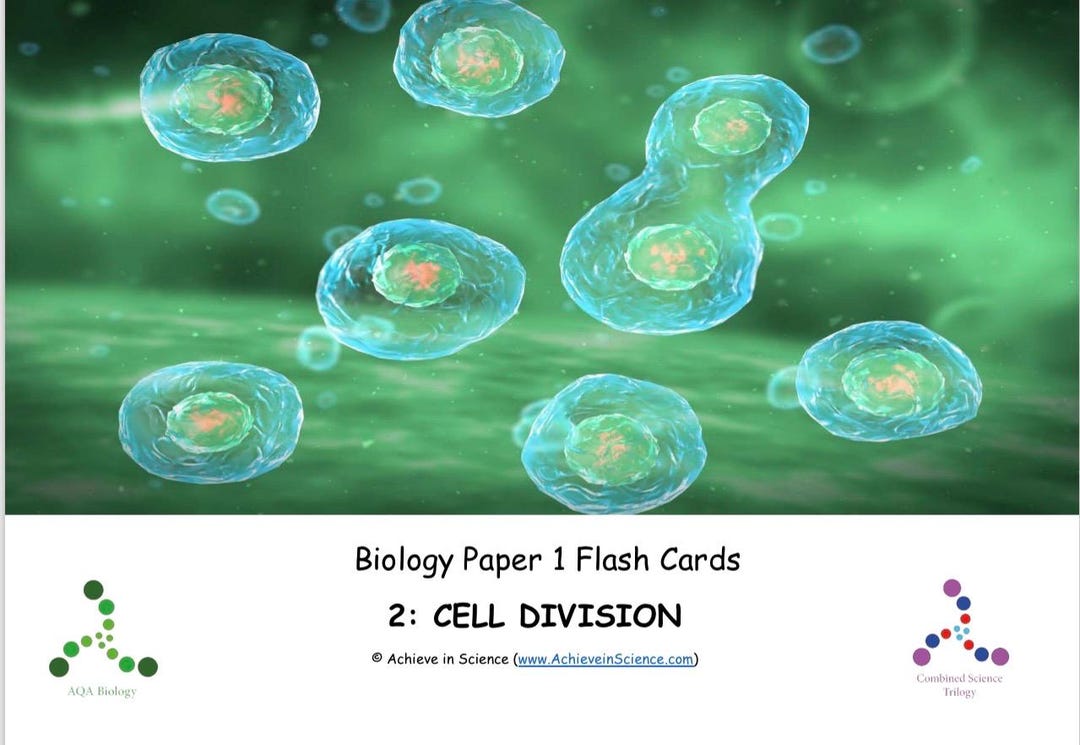 GCSE Revision Flash Cards - AQA Biology B1.2 Cell Division - Etsy